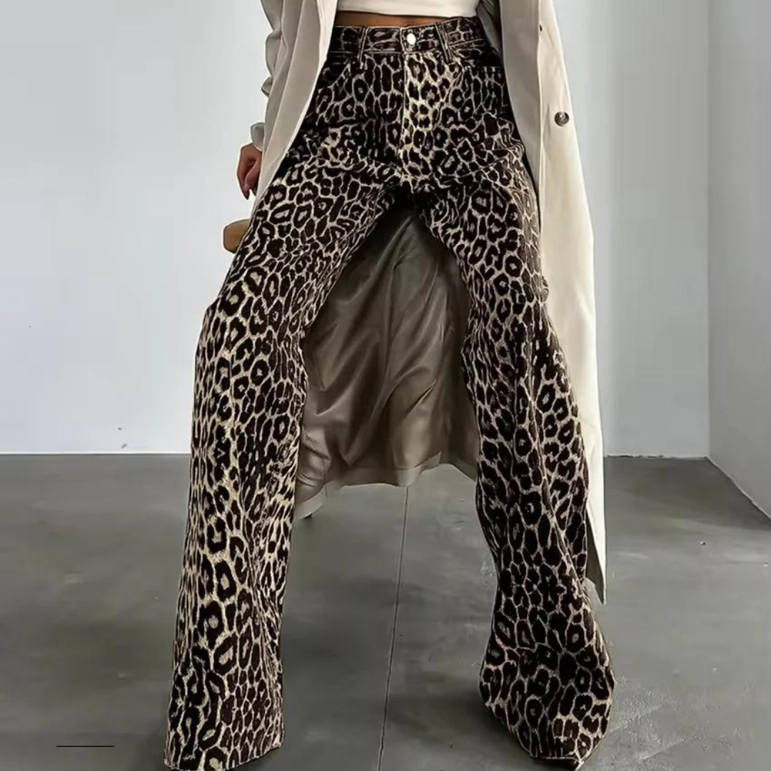 Klara Hosen Weite Leopard Print Hosen Mit Hoher Taille Meinzo
